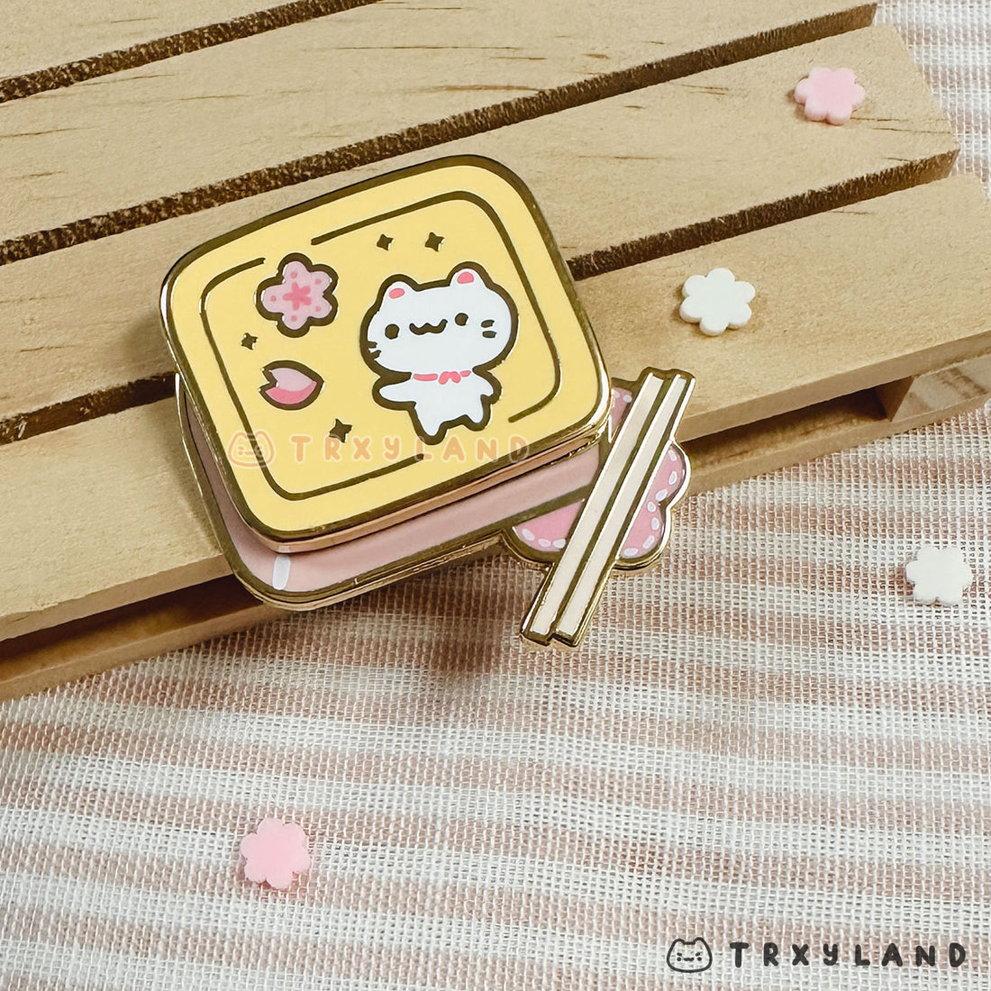 Sakura Bento Box Magnet Enamel Pin / Sakura Snack Time Series - TRXYLAND
